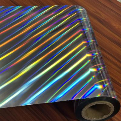 China Custom Sized Printable Pillar Of Light Metalized Holographic Plastic Film For Boxes Cards for sale