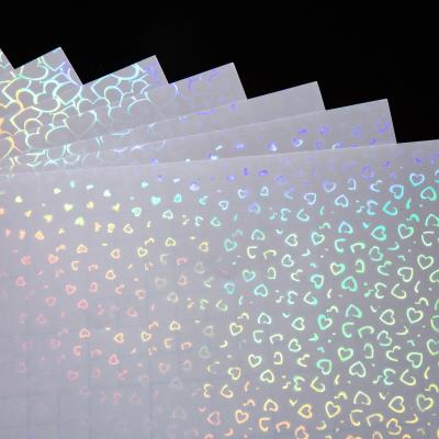 China Holographic Love Heart Transparent Vinyl Cold Lamination Film Self-Adhesive, Easy Cold Lamination, Great for DIY Stickers for sale