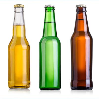 China Garrafas de armazenamento de vidro âmbar transparente ou marrom luxuosas vazias 330 ml para bebidas cerveja à venda