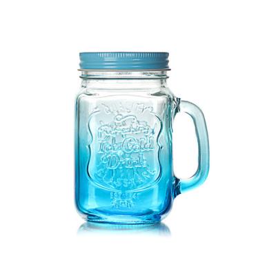 China ODM Gekleurde Koppen 16 van de Glaskoffie de Mond van Oz Mason Jar Straw Lid Wide Te koop