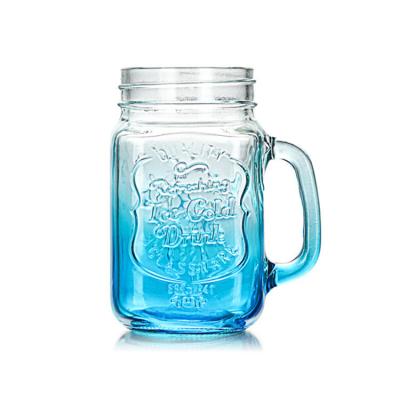 China ODM Gekleurde Koppen 16 van de Glaskoffie de Mond van Oz Mason Jar Straw Lid Wide Te koop