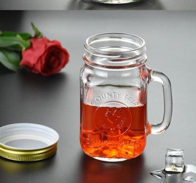 China ISO14001 van de Flessencrackproof van de glasopslag het Land Eerlijk Mason Jar Mugs 5.25in Te koop