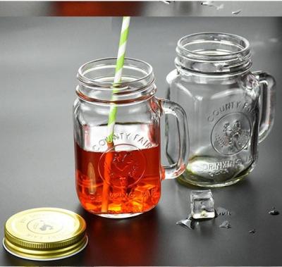 China ISO14001 van de Flessencrackproof van de glasopslag het Land Eerlijk Mason Jar Mugs 5.25in Te koop