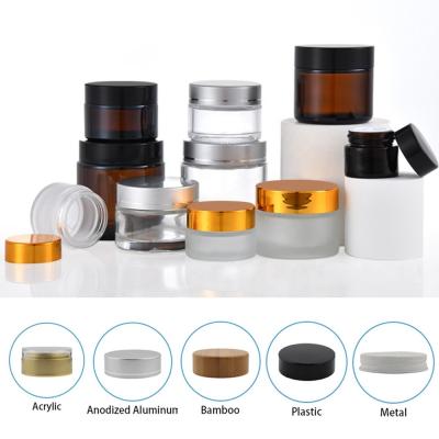 Cina Contenitori cosmetici 15g di vetro di Amber Anodized Gold Bamboo Lid in vendita