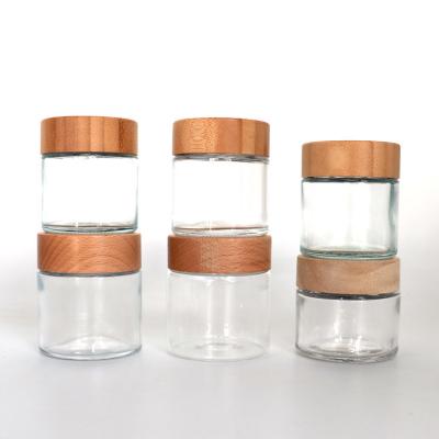 Cina Diametro innocuo per i bambini 64mm 120ml del coperchio dei barattoli di vetro trasparenti di bambù del concentrato dell'olio in vendita