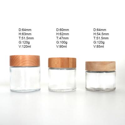 Cina Diametro innocuo per i bambini 64mm 120ml del coperchio dei barattoli di vetro trasparenti di bambù del concentrato dell'olio in vendita