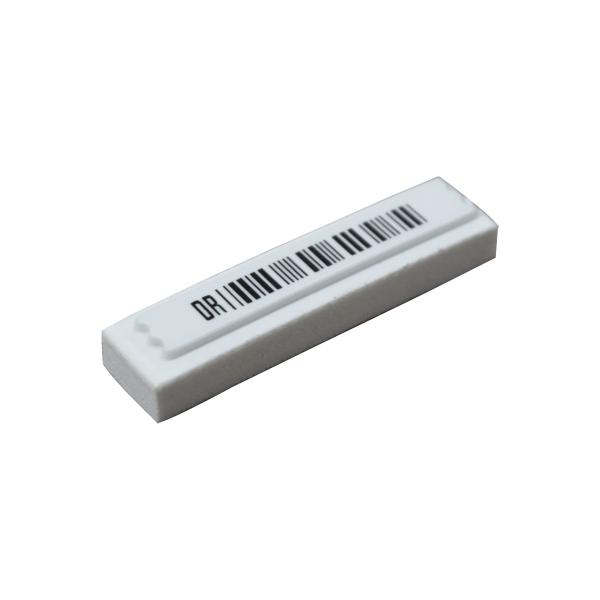 58KHz EAS AM Etiquetas de seguridad suave Escudo antimetal 45 X 11 X 7 mm Código de barras