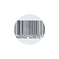 China RF 8.2MHz EAS Soft Security Tags Round Diameter 40mm with Barcode for Retail Stores for sale