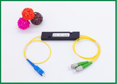 China 1x2 50/50 Single Mode Fiber Coupler , ABS BOX Optical Splitter 1270nm - 1610nm for sale