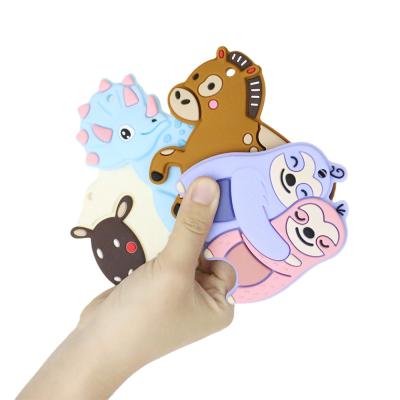 China Colorful Baby Personalized Silicone Teether With Sheep Horse Dino Shape for sale