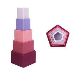 China Toddler Educational Silicone Stacking Blocks With Star Heart Flower Shape for sale