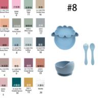 China Modern Style Silicone Dinnerware Set , BPA Free Baby Silicone Plate bowl cup bib spoon fork feeding Set for sale