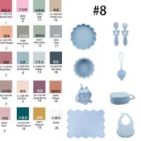China Modern Style Silicone Dinnerware Set , BPA Free Baby Silicone Plate bowl cup bib spoon fork feeding Set for sale