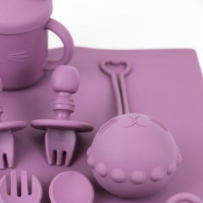 Cina prodotti in silicone personalizzati di qualità alimentare Set di alimentazione in silicone Set di animazione per gatti Stile set di alimenti per bambini in silicone in vendita