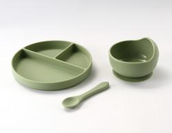 China Aanpassen Baby Feeding Silicone tafelgerei Set Met siliconen sectie plaat Bib Lepel Bowl Lepel Bowl Plaat Te koop