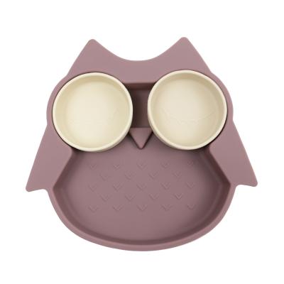 Cina Owl Shape Silicone Baby Suction placca BPA non tossico libero con colore di Pantone in vendita