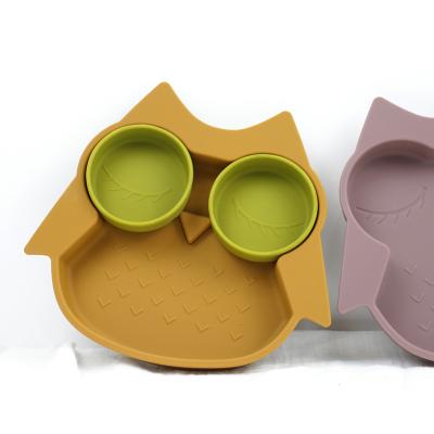 Cina Owl Shape Silicone Baby Suction placca BPA non tossico libero con colore di Pantone in vendita