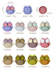 Cina Owl Shape Silicone Baby Suction placca BPA non tossico libero con colore di Pantone in vendita