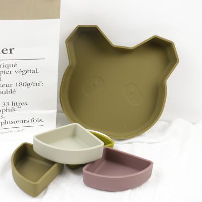 China Bear Panda Shape Toddler Silicone Plates Set Non Toxic Eco Friendly for sale