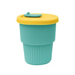 China Travel Camp Collapsible Silicone Coffee Cup 350ml With Straw Lid for sale