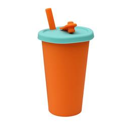 China Travel Camp Collapsible Silicone Coffee Cup 350ml With Straw Lid for sale