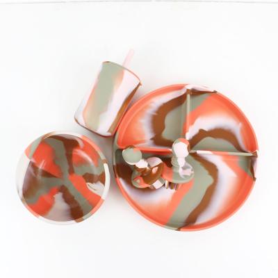 Cina La pendenza colora le stoviglie del silicone ha fissato slittamento libero di BPA l'anti per l'infante del bambino in vendita
