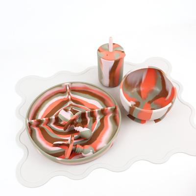 Cina La pendenza colora le stoviglie del silicone ha fissato slittamento libero di BPA l'anti per l'infante del bambino in vendita