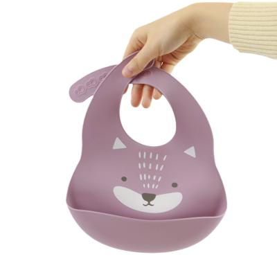China Babadores do coletor de Cacoon Cat Fox Printed Silicone Food para alimentações do café da manhã da criança à venda