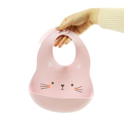 China Babadores do coletor de Cacoon Cat Fox Printed Silicone Food para alimentações do café da manhã da criança à venda