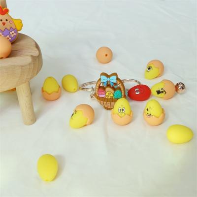 China Silicone Teething Beads With Custom Printing Design Silicone 3D Easter Eggs With Shell Focals for sale