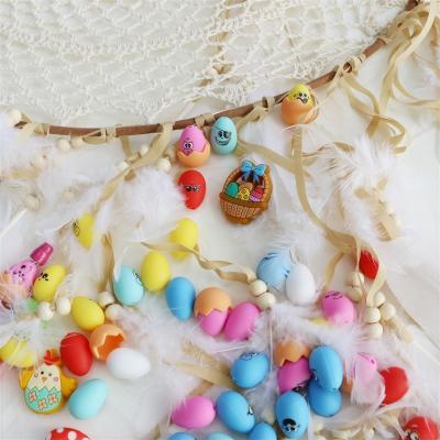 China Silicone Teething Beads With Custom Printing Design Silicone 3D Easter Eggs With Shell Focals for sale