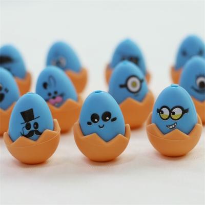 China Custom Easter Focals Silicone All Beads Non - Toxic Silicone Printed Easter Eggs Bead For Keychain Making for sale