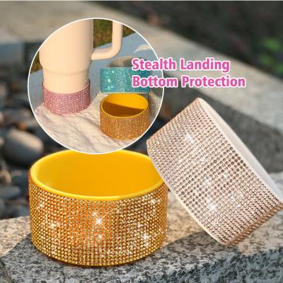 Cina Wholesale cup Glitter Silicone Boot for 20-40oz Bottle Cover Bottom Sleeve Cover Protective tumbler boot printed in vendita