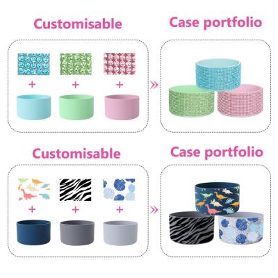 Cina Wholesale cup Glitter Silicone Boot for 20-40oz Bottle Cover Bottom Sleeve Cover Protective tumbler boot printed in vendita
