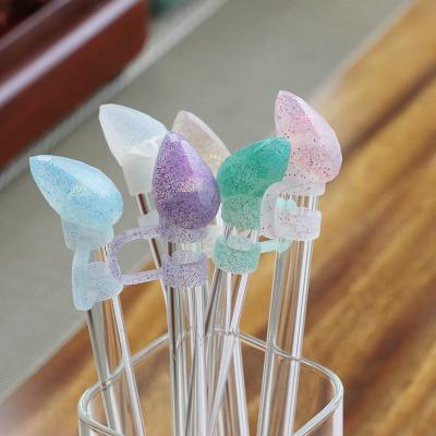 China NEW Arrival heart diamond glitter designs Straw Cover Topper 3D 10mm Straw Toppers Hats for tumblers cups glasses for sale