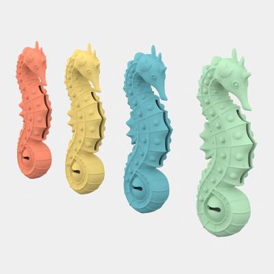Cina Hot Sale BPA Free Silicone Seahorse Dog Puzzle Toy Egg Puppy Food Slow Feeder Pet Dog Interactive Silicone PET CHEW TOYS in vendita
