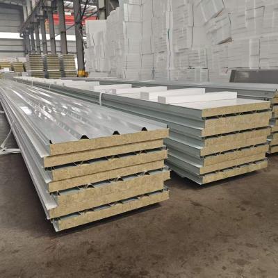 China Rockwool Roof Sandwich Panel with 12 Meters Length, 0.035 W/m·K Thermalconductivity and Grade A Fireproof for Energy Insulation for sale