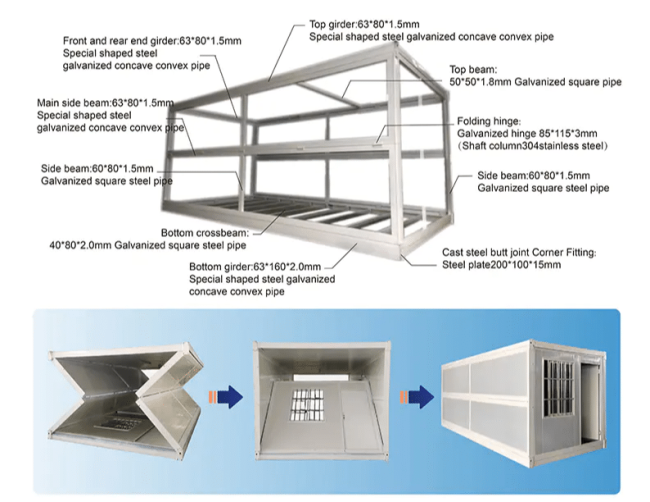 container home fold out Galvanized Steel Frame