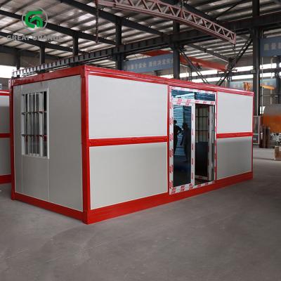 Cina Contenitore Prefabbricato Pieghevole Casa Telaio Rosso Porta Laterale In Vetro Supporto Telaio In Acciaio Zincato in vendita