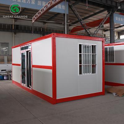 Cina Struttura rossa domestica piegante prefabbricata d'acciaio antiurto del contenitore con la porta di vetro laterale in vendita