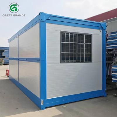 China Blue Frame Design Prefab Foldable Container House Temporary Shelter à venda