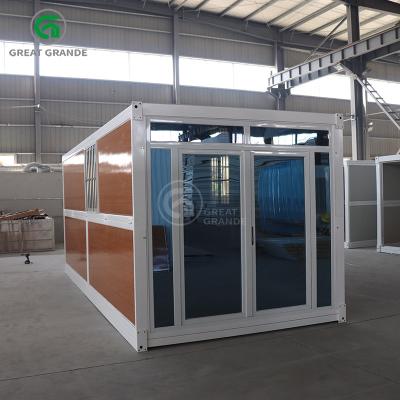 Cina Shockproof Fold Out Container Homes Wood Grain Glass Quick Setup in vendita