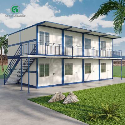 China Faltbarer Container-Haus mit Schrägdach-Design und Ende Diebstahlschutz Tür zu verkaufen