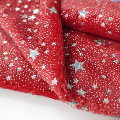中国 総括的なおもちゃのフランネルの羊毛の緩く青銅色になるポリエステルのための金属金の生地 販売のため