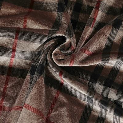 Cina Il plaid di colore del caffè ha modellato il tessuto 240gsm del velluto per i pantaloni della tenda di Pillowslip in vendita