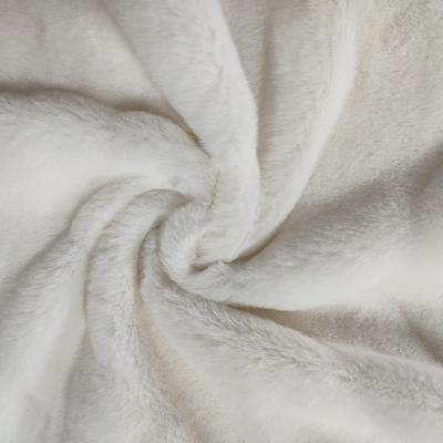 Cina Poliestere bianco tosato 100% del tessuto 350gsm 288F della pelliccia del Faux del coniglio in vendita