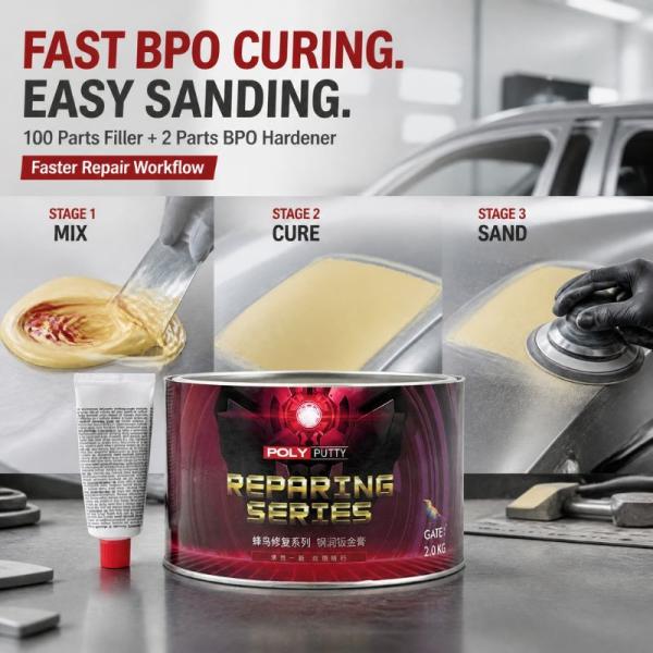 Quality Fast Curing BPO Polyester Body Filler For Automotive Panel And Aluminum Alloy Surface Repair Easy Sanding 1.7kg 3.7kg for sale