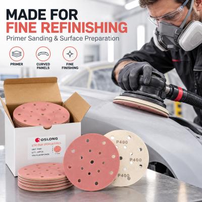 China OSLONG SF520 Soft Film Sponge Sanding Disc 150mm 6 Inch 17 Hole for Automotive Refinishing for sale