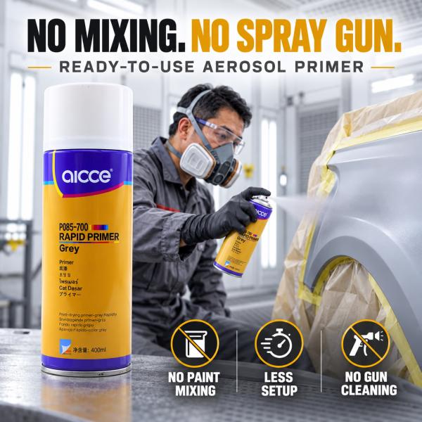 Quality AICCE Fast Drying Grey Primer Surfacer Spray 400ml 1K Automotive Primer Paint for sale