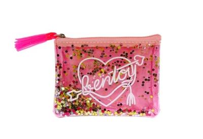 China Newest glitter Transparent makeup  bag package zipper plastic bag for sale